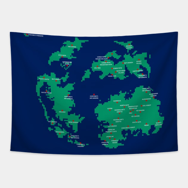 Pixelated Final Fantasy 9 World Map - World Map - Tapestry | TeePublic
