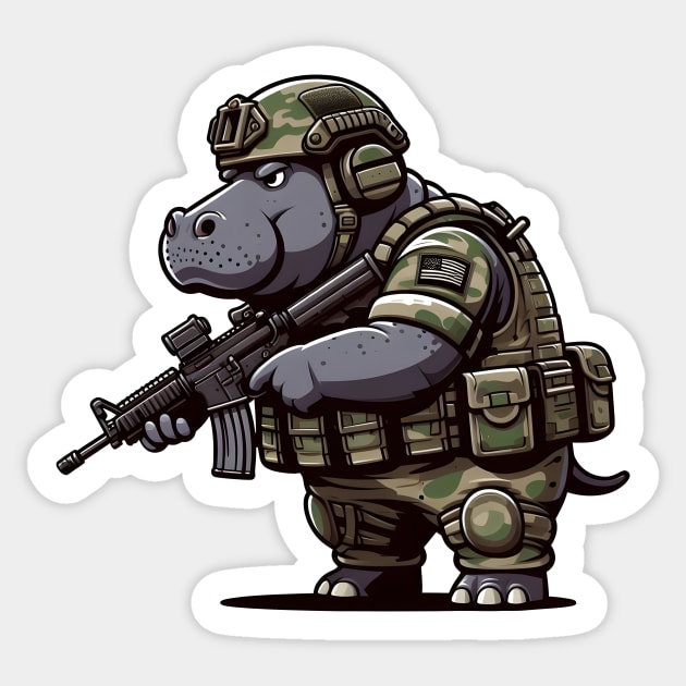 Tactical Hippo - Hippopotamus - Sticker | TeePublic