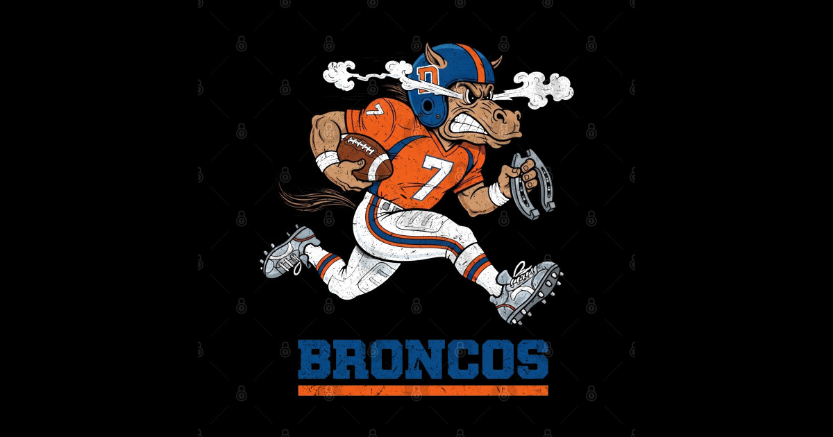 Denver Broncos Retro Mascot Football Cartoon Graphic - Retro Mascot ...