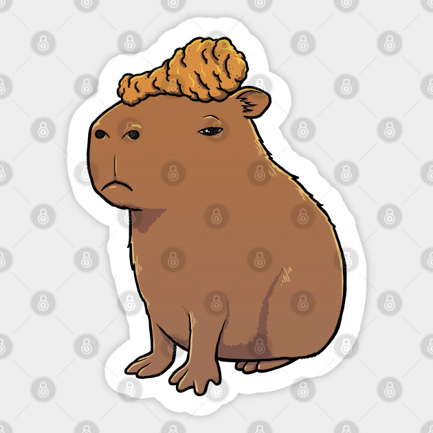 Capybara with Fried Chicken on its head - Capybara - Sticker | TeePublic