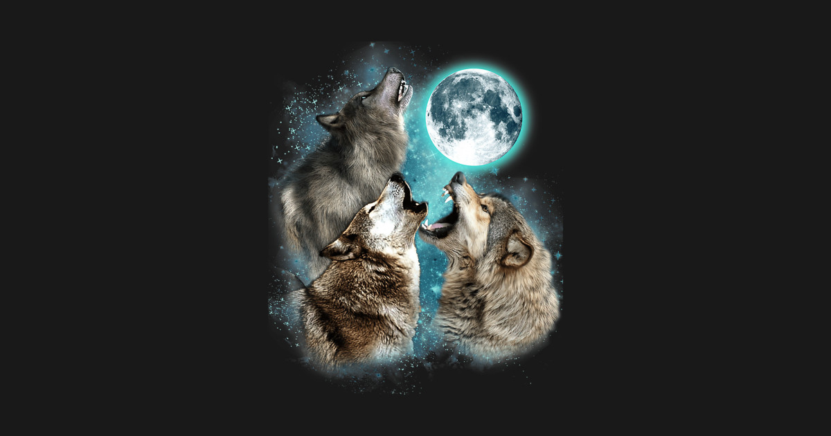 Three Wolf Moon Howling Wolf Head Funny Wolves For Men Women - Funny ...