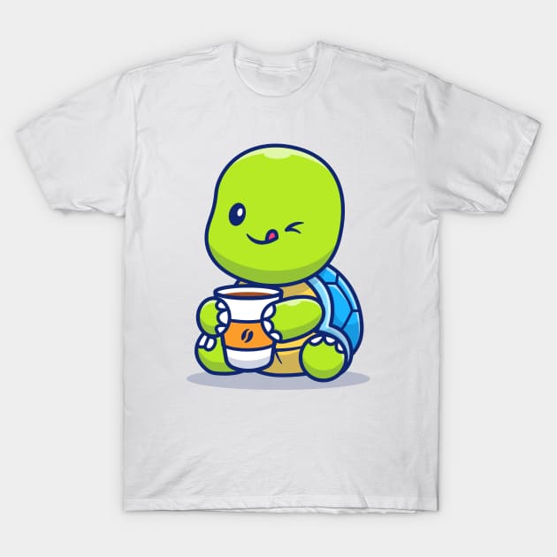 Cute Turtle Drinking Cup Coffee - Turtle - T-Shirt | TeePublic