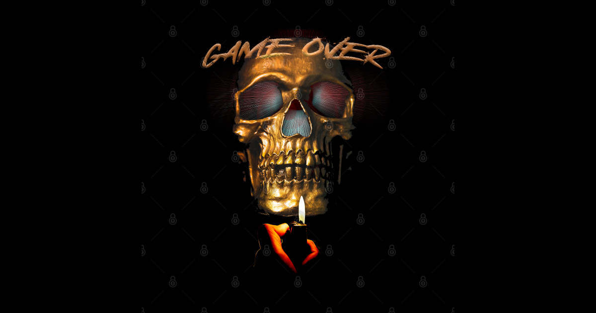 Game Over Skull - Game Over Skull - Sticker | TeePublic