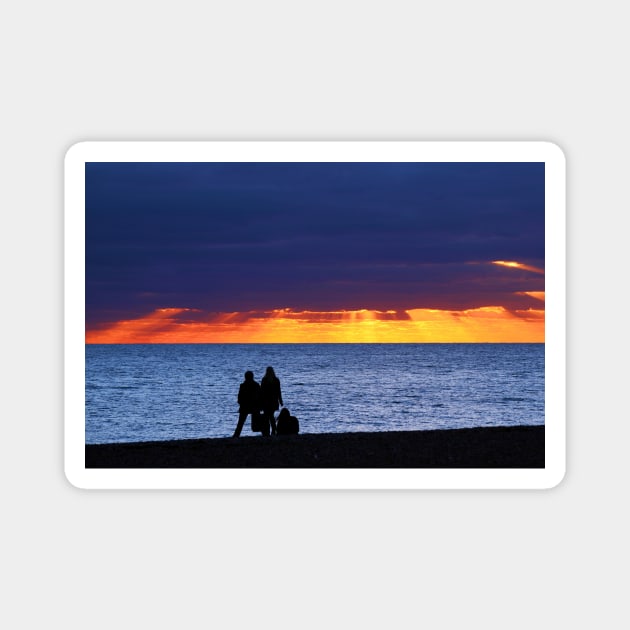 Brighton Beach - Watching the sunset. - Brighton - Magnet | TeePublic