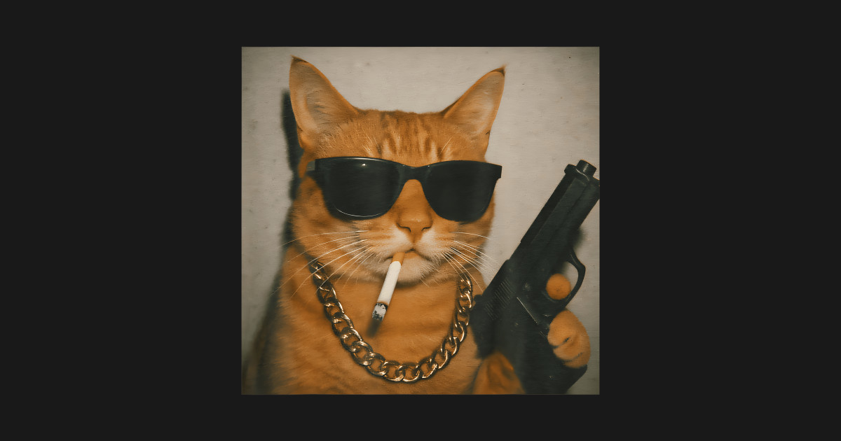 Gangster Cat Smoking Gen Z Cat - Funny Gangster Cat - T-Shirt | TeePublic