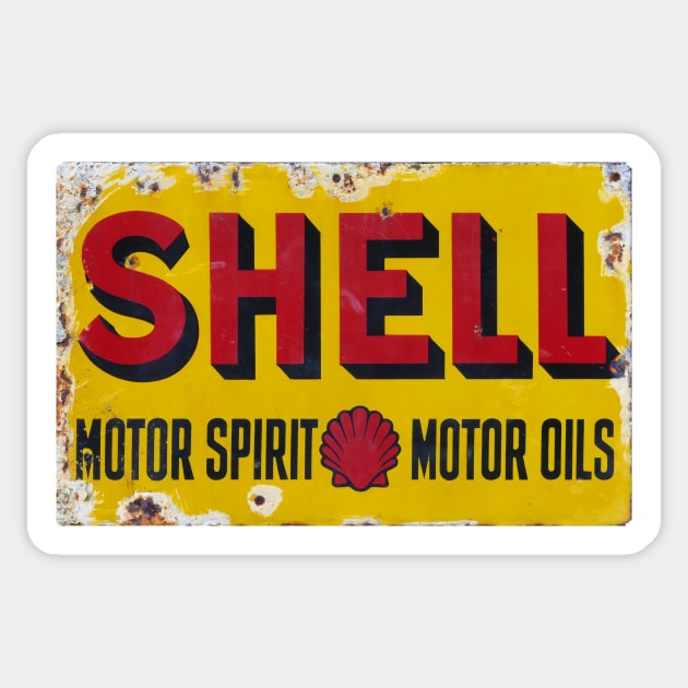 Old Shel* Vintage Enamel Sign - Petroliana - Sticker | TeePublic
