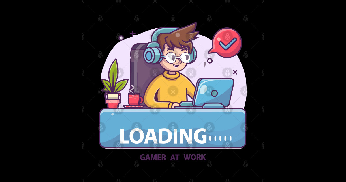 LOADING.... gamer at work - Gamer At Work - Sticker | TeePublic