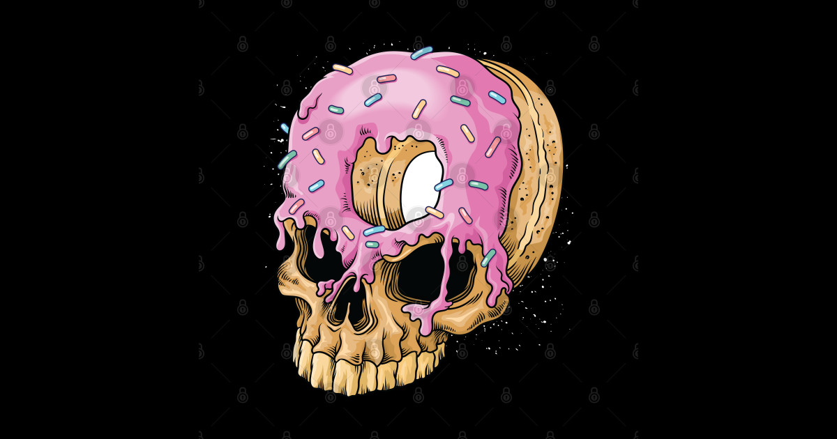Pastel Goth Skull Donut Aesthetic Anime Doughnut Sprinkles - Donut ...