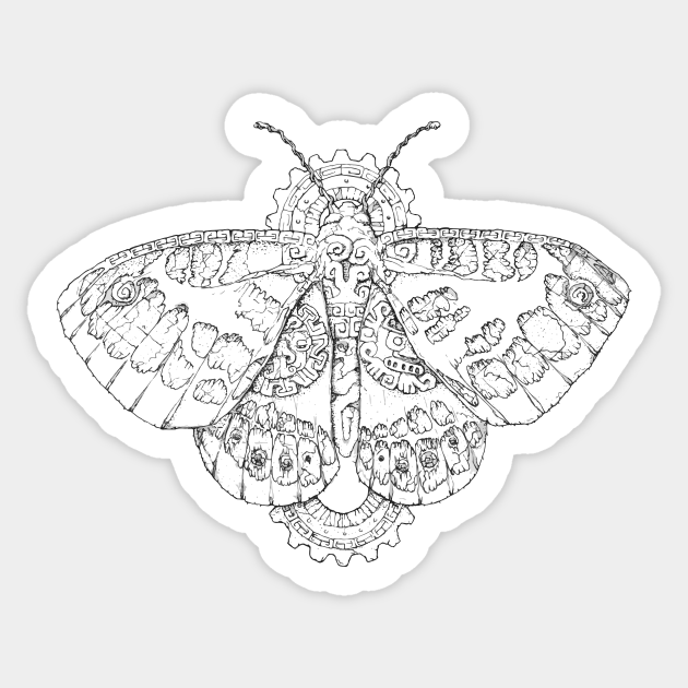 The Aztec Butterfly by Sam Deacon Art (Black) - Butterfly Art - Sticker ...