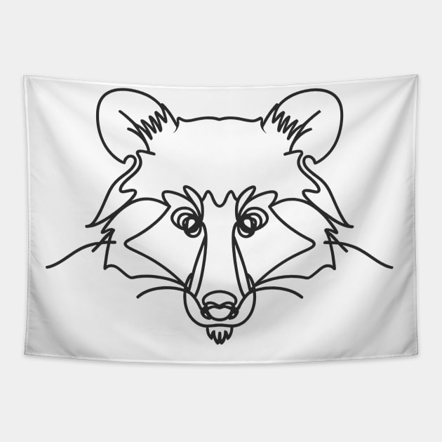 One Line Art Of Raccoon Head - One Line Art Drawing - Tapestry | TeePublic