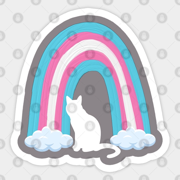 LGBTQ Transgender Pride Flag colors, Rainbow, clouds and cute white cat ...