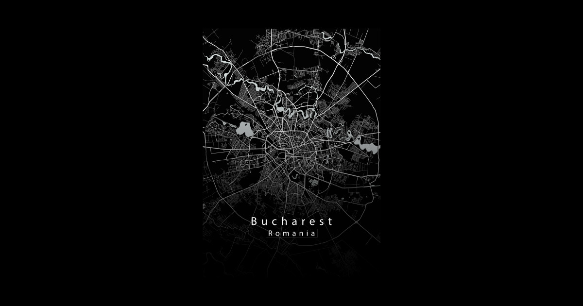 Bucharest Romania City Map dark - Bucharest - Sticker | TeePublic