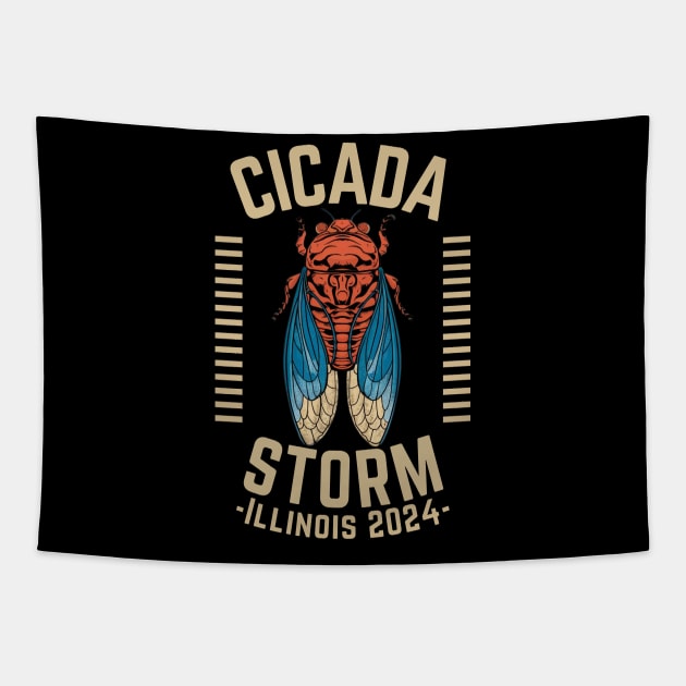 Cicada Storm Cicadas Illinois 2024 Brood XIII XIX Gift For Insect Enthusiast - Cicada - Tapestry ...