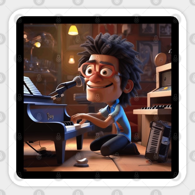 Rock Keyboard Player - Piano - Sticker | TeePublic