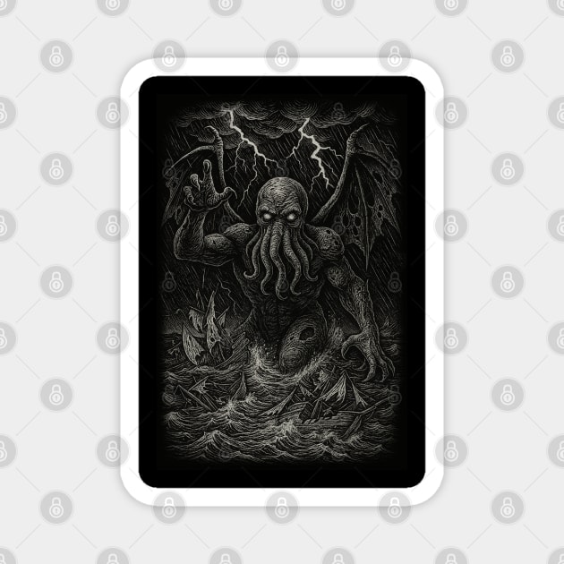 Cthulhu Rises From the Depths Dark Ocean Horror Print - Cthulhu Rises ...