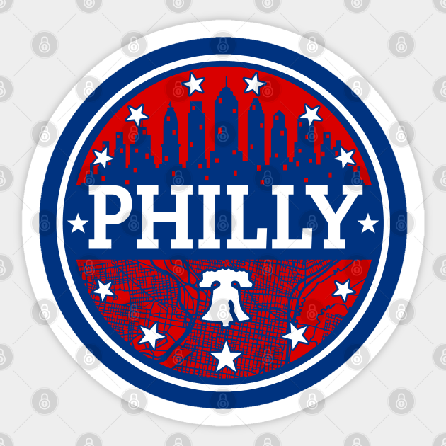Red White and Blue Philly Fan Philadelphia Skyline Liberty Bell Map Art ...
