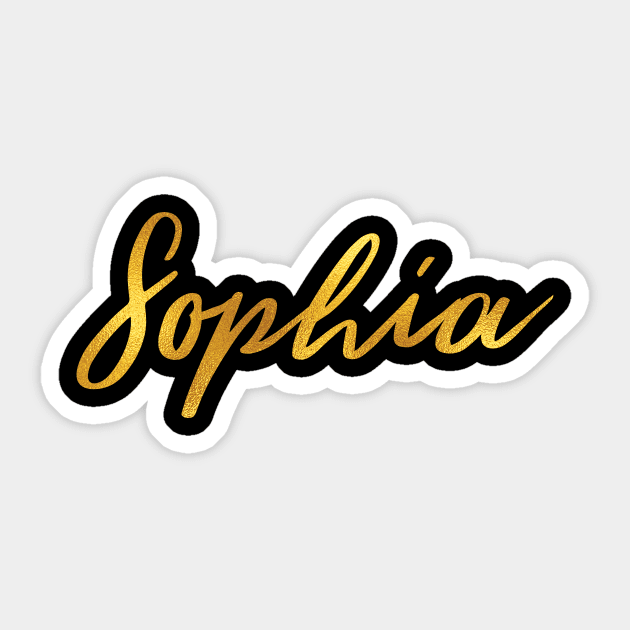 Sophia Name Hand Lettering in Faux Gold Letters - Sophia - Sticker ...