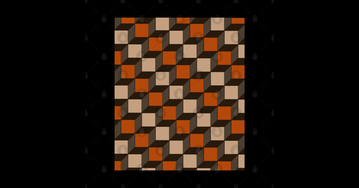 Chocolate Brown, Tan and Rust Orange, Cube, Geometric - Cube - Sticker ...