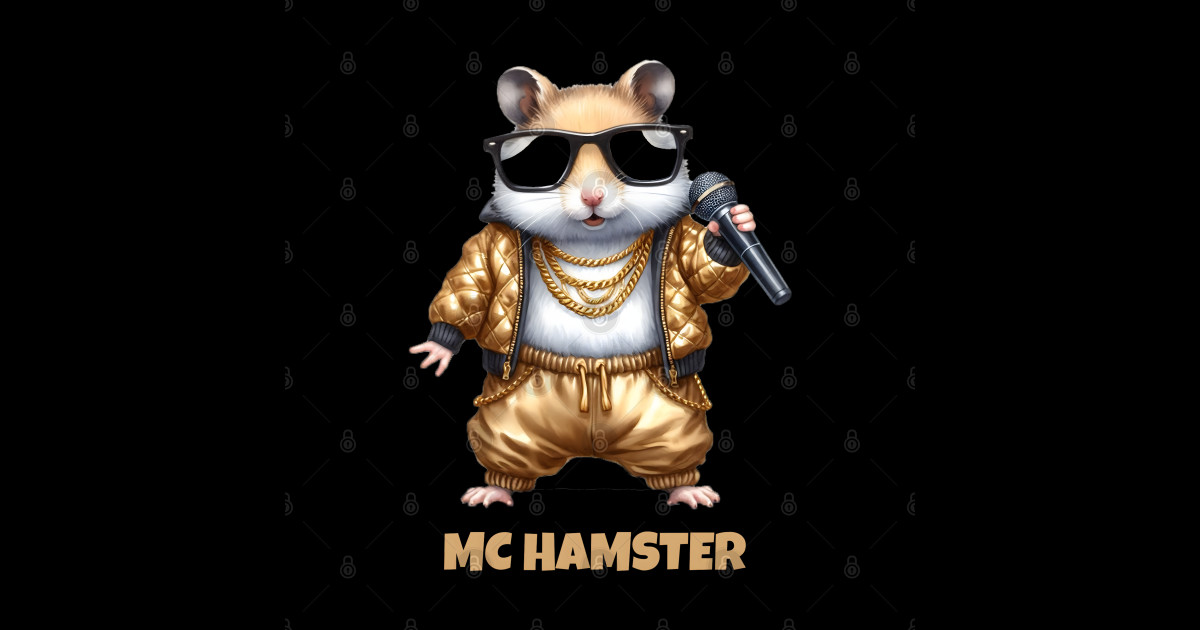 Funny MC Hamster Rapper with Golden Baggy Pants - Mc Hamster - Sticker ...