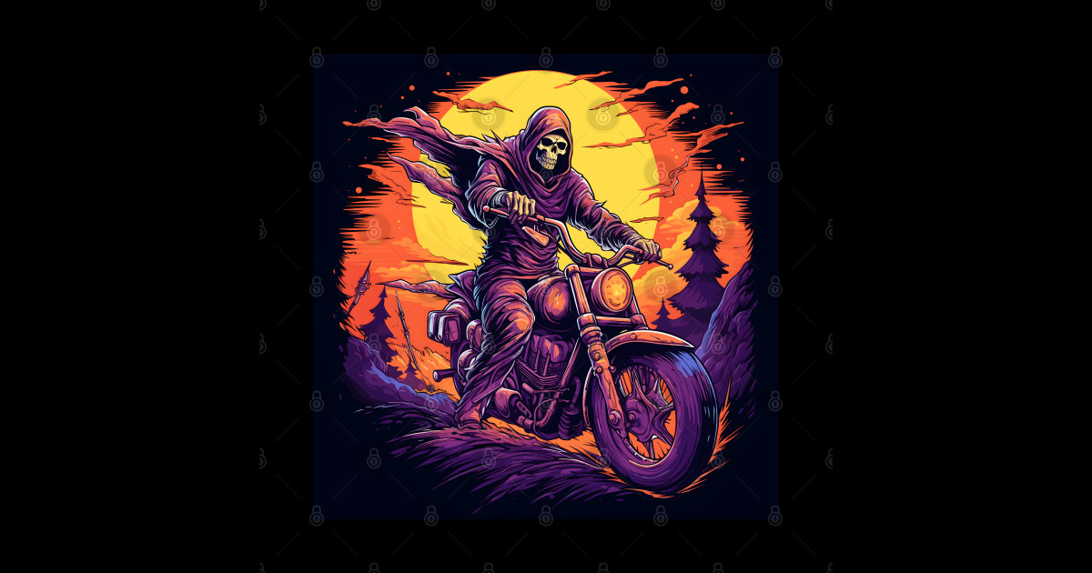 Epic Grim Reaper Motorcycle - Grim Reaper - Sticker | TeePublic