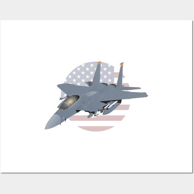 F-15 Eagle Jet Fighter with American Flag - F 15 Eagle - Posters and ...