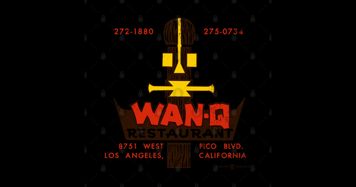 Vintage Wan-Q Restaurant Los Angeles Tiki Distressed - Tiki - Sticker ...