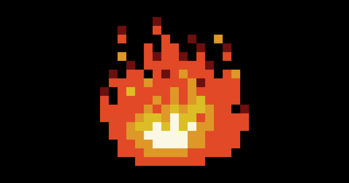 8-bit Orange Fire - Video Game - Sticker | TeePublic