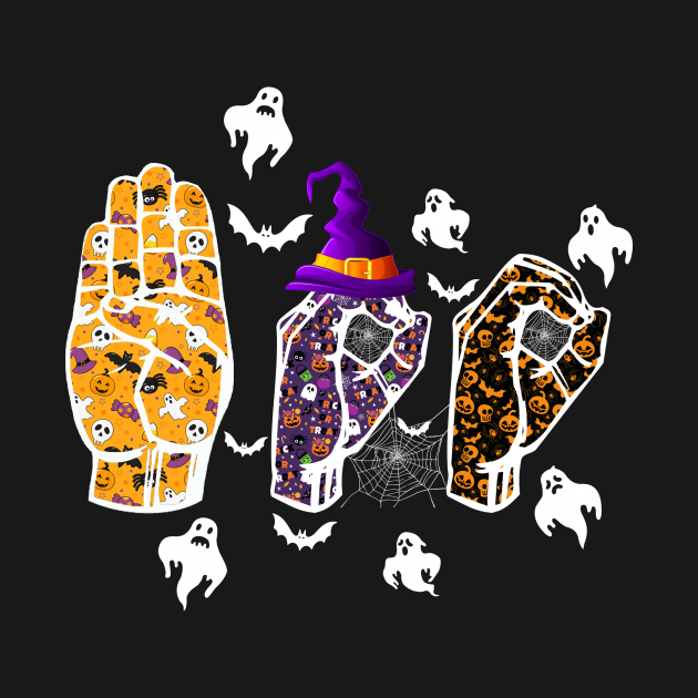 Boo hand sign language tshirt halloween costume funny gift t-shirt ...