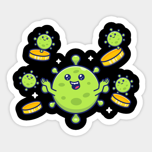 Cute virus with money 7 - Virus - Sticker | TeePublic