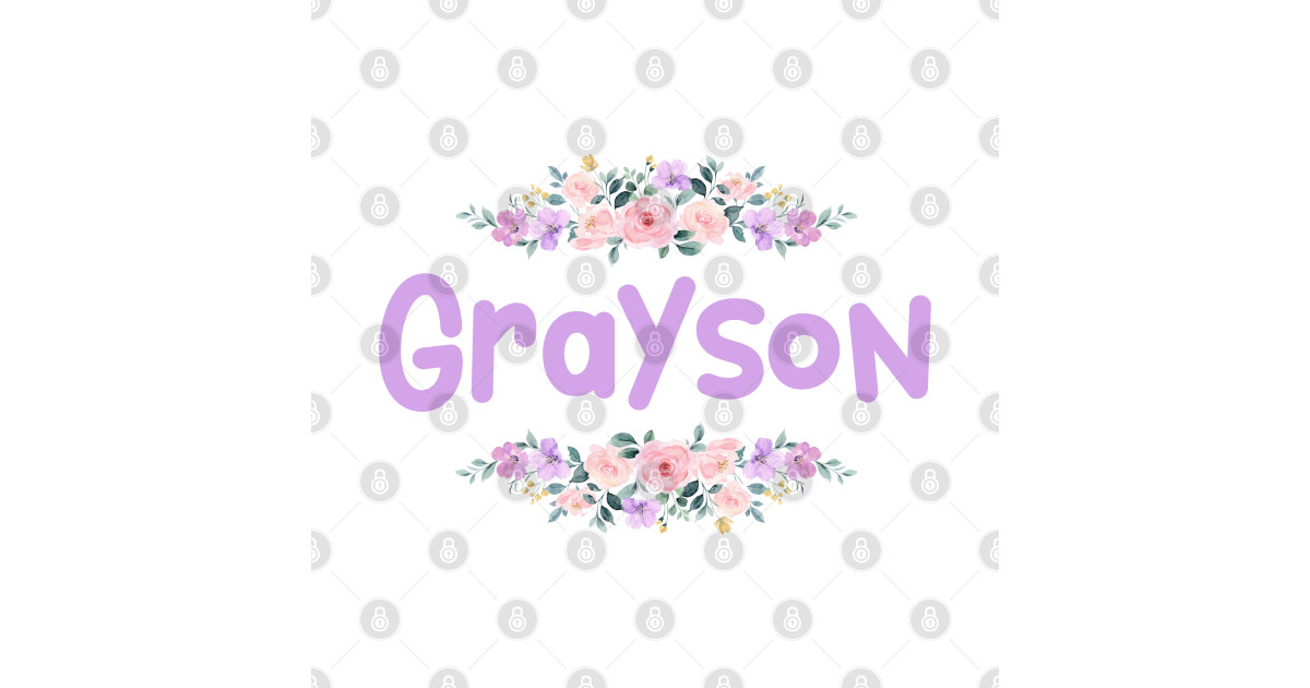 Purple Flower Grayson Name Label - Purple Flower Grayson Name Label - T ...