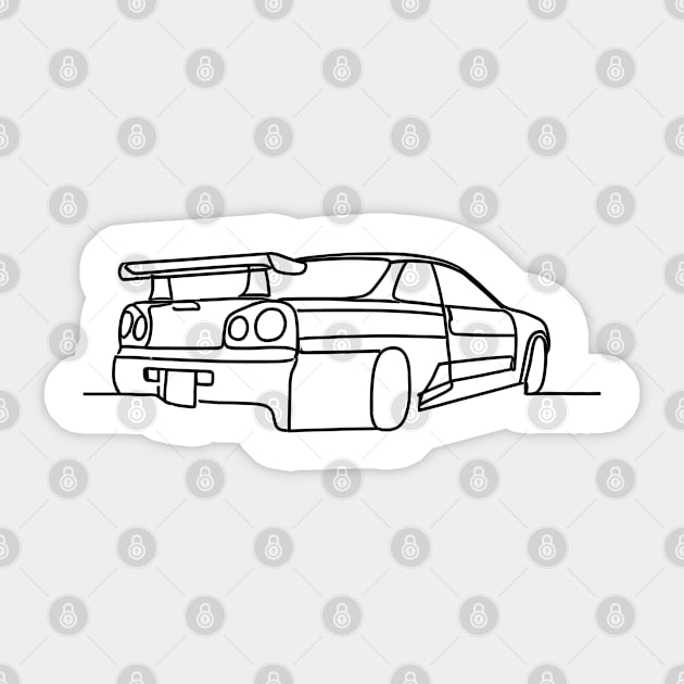 Nissan R34 Line Drawing - Nissan Skyline Gtr R34 - Sticker | TeePublic