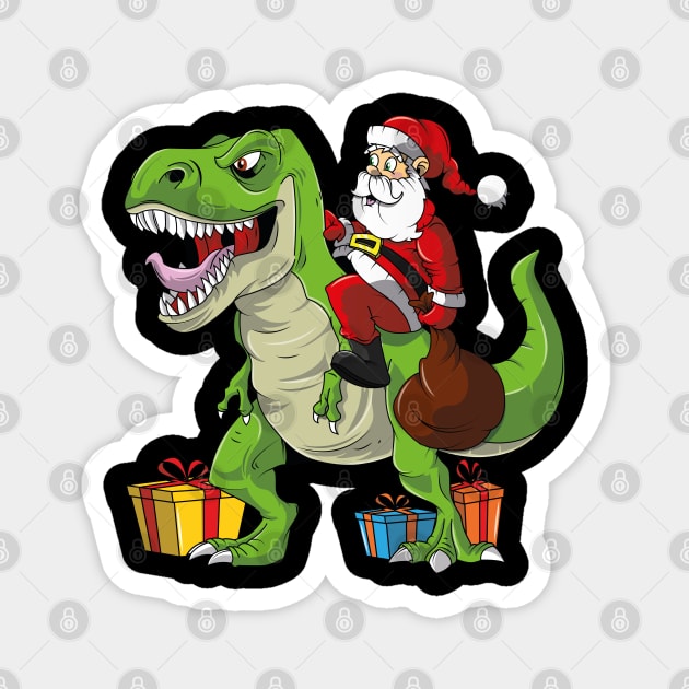 Santa Riding A T-Rex Funny Christmas - Santa Riding T Rex - Magnet ...