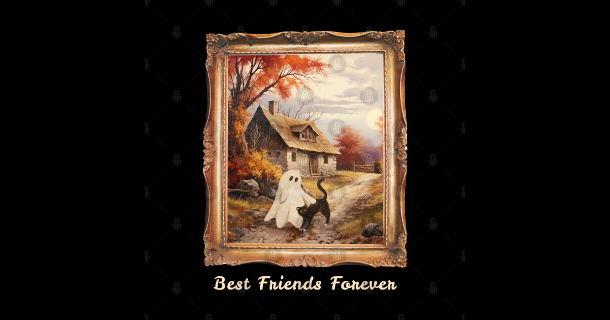 Halloween Best Friends Forever Ghost and Cat - Ghost - Sticker | TeePublic