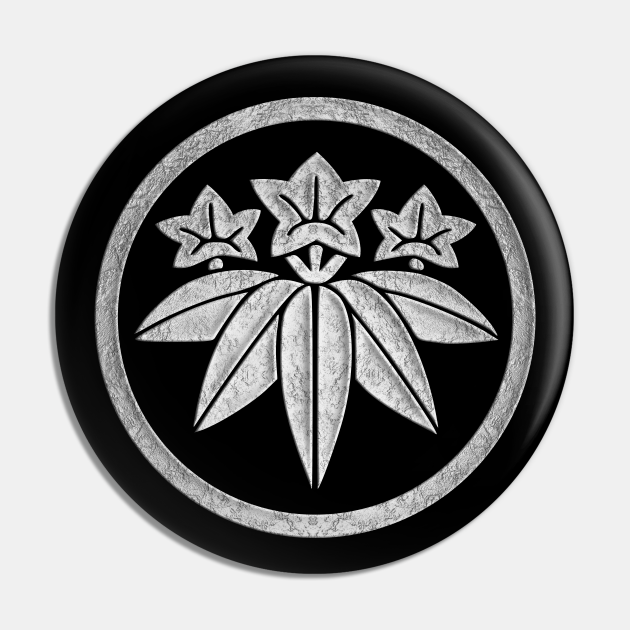 Minamoto Kamon Sasa Rindo in Silver Foil - Minamoto - Pin | TeePublic
