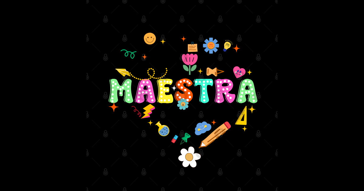 Retro Maestra Word Teacher Life Teach Love Inspire Spanish Teacher Gift ...