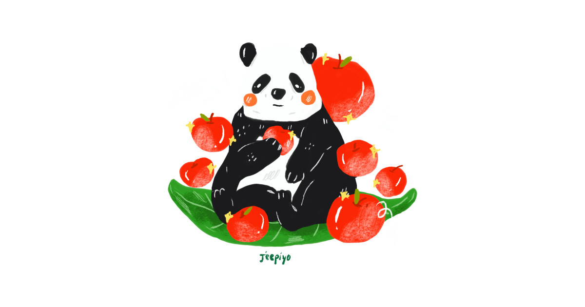 panda eat apple - Panda - T-Shirt | TeePublic