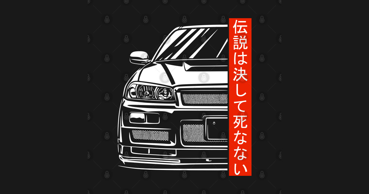 R34 GT-R Skyline JDM Tuning Car - Gt R R34 - T-Shirt | TeePublic
