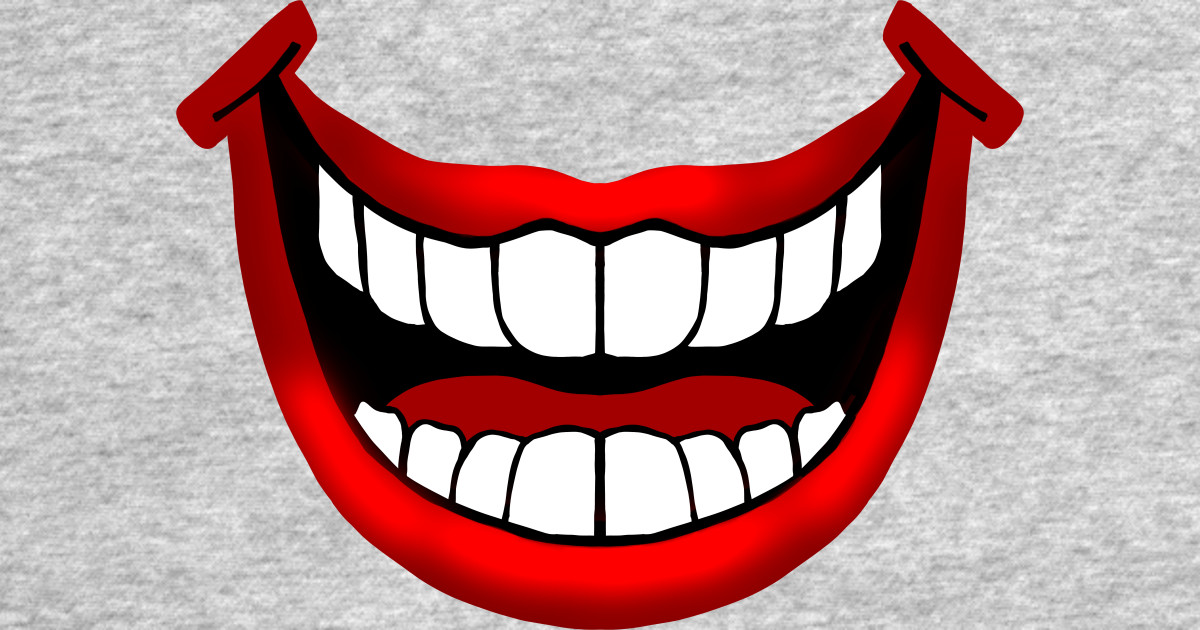 Funny Silly Fun Red Lips Smile with White Teeth on Pastel Blue ...