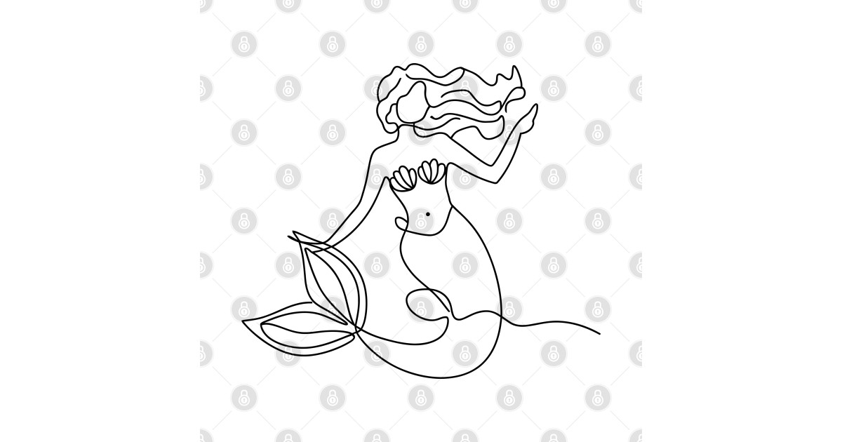 Minimalist Mermaid Line Art - Mermaid - T-Shirt | TeePublic