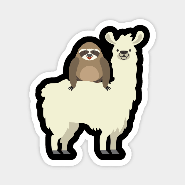 Cute & Funny Sloth Riding Llama - Sloth And Llama - Magnet | TeePublic