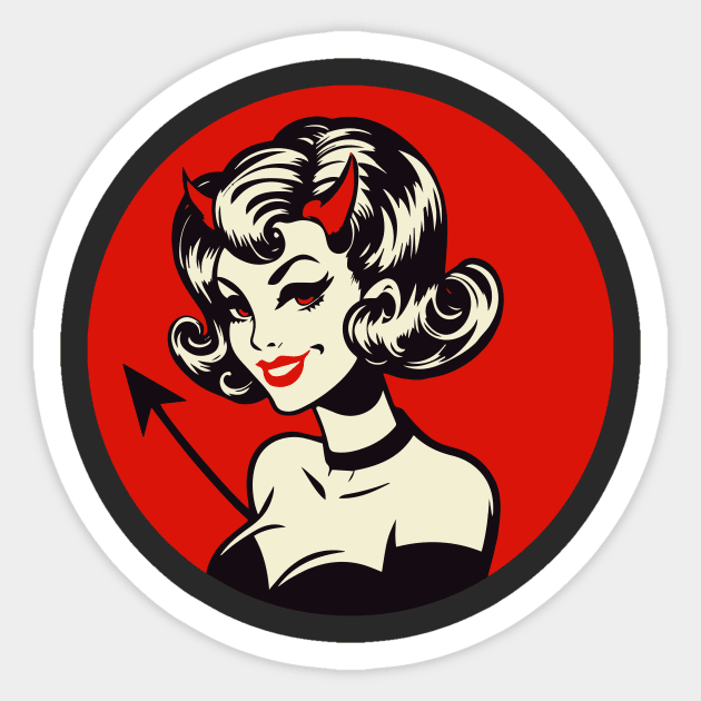 Retro She Devil - Retro Devil Girl - Sticker | TeePublic
