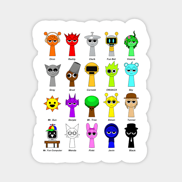 Colorful Characters All My Sprunki Toys Girls Women - Sprunki - Magnet ...