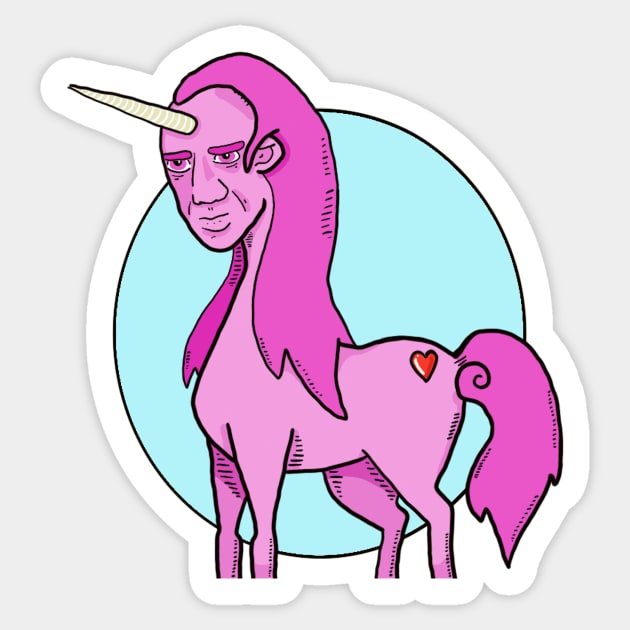 Nic Cage unicorn in pink - Nic Cage - Sticker | TeePublic