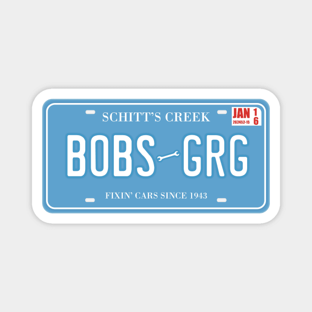 Bob's Garage License Plate - Schitts Creek - Magnet | TeePublic
