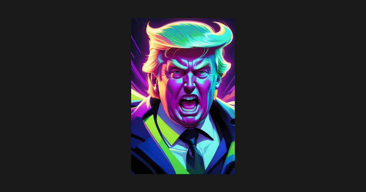 Vibrant Neon-Style Digital Illustration of Donald Trump - Donald Trump ...