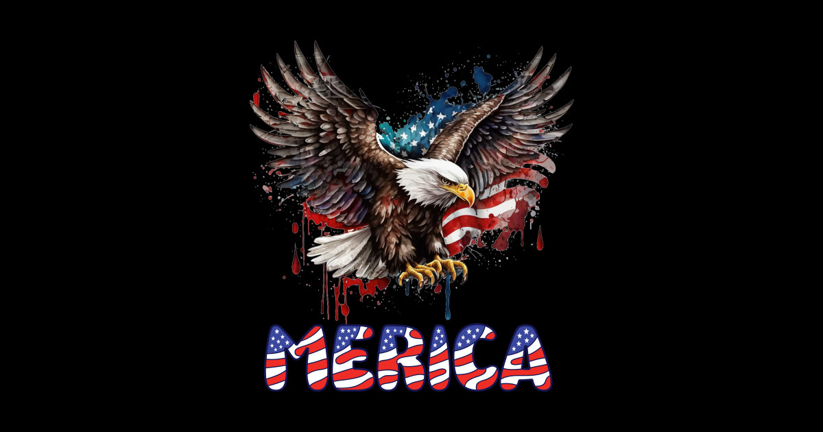 4th Of July Merica Patriotic USA Flag Bald Eagle Vintage - 4th Of July ...