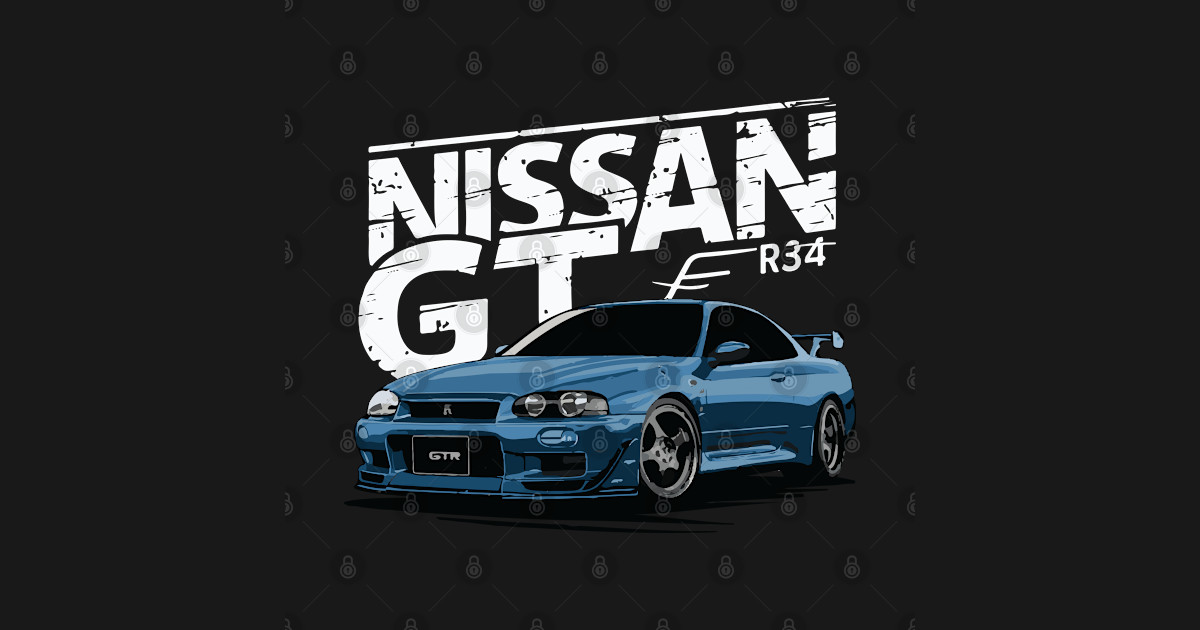 Nissan Skyline GTR R34 JDM Drifting Retro Vintage Car - Nissan Skyline ...