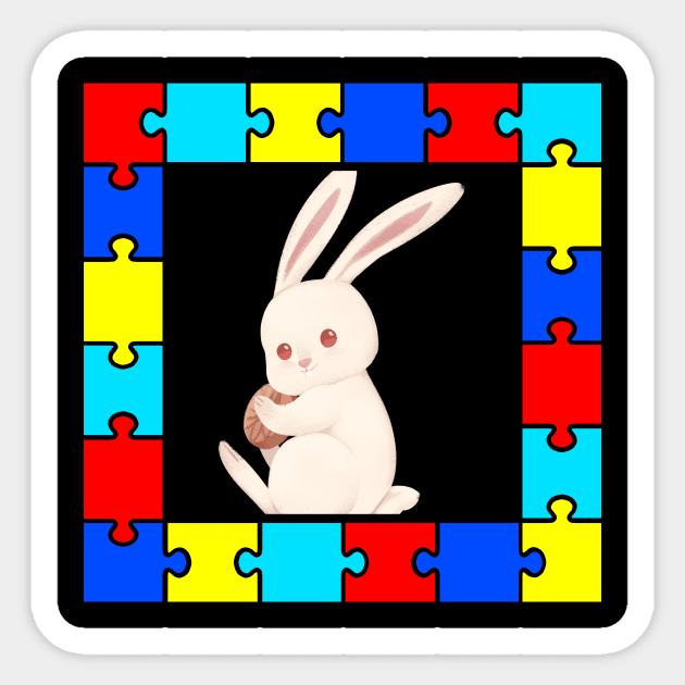 Autism Day rabbit - Autism Day - Sticker | TeePublic