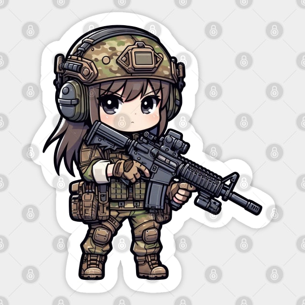 Tactical Chibi Girl - Chibi - Sticker | TeePublic