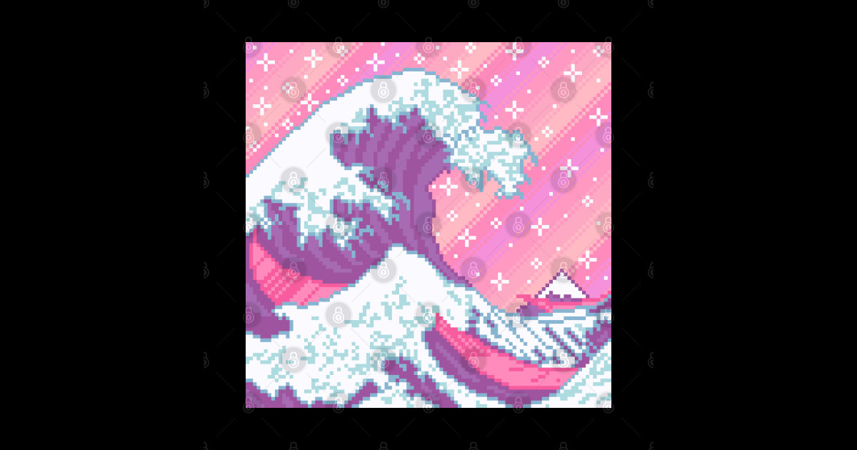 Great Wave Pixel Art - Great Wave - Sticker | TeePublic